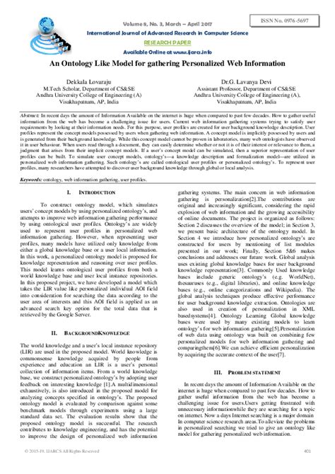 Pdf An Ontology Like Model For Gathering Personalized Web Information