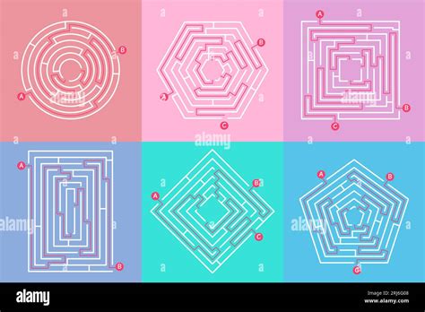Labyrinth Game Graphic Maze Simple Puzzle With Different Destinations