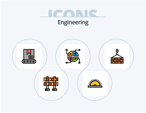 Engineering Line Filled Icon Pack 5 Icon Design Scissor Construction