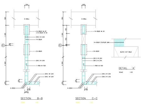 Sectional Details Of The RC Column Are Given In This AutoCAD DWG 2D Drawing File Download The