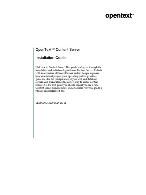 Opentext Content Server Ce 21 2 Installation Guide English Llescor210200 Igd En 01 22 Pdf