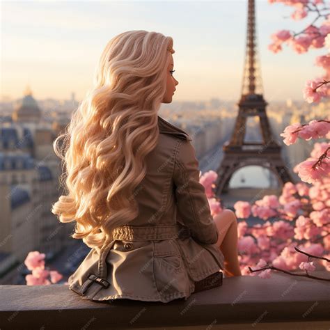 Premium Photo Barbie Doll Is Looking At The Eiffel Tower Paris France