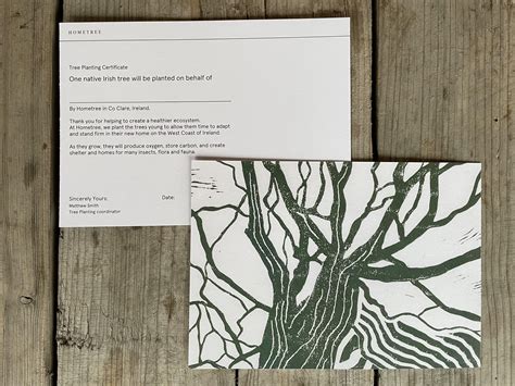 Native Tree Planted Printed Tree Planting Certificate Hometree