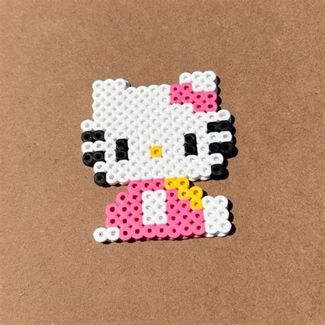 Pink Hello Kitty Keychain Perler Beads On My Shop In 2024