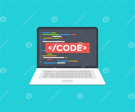Computer Software With Programming Coding Text Application Window On Laptop Screen Logo Design