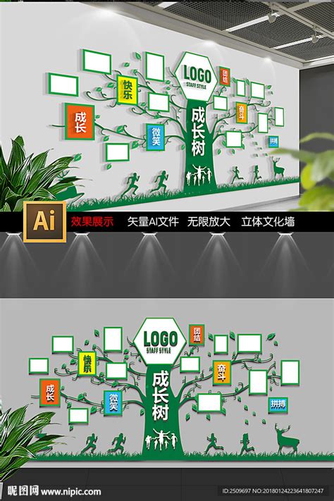 创意企业校园成长树文化墙设计图展板模板广告设计设计图库昵图网