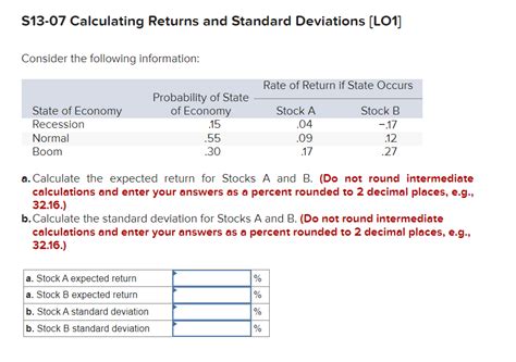 Solved S13 07 Calculating Returns And Standard Deviations Chegg