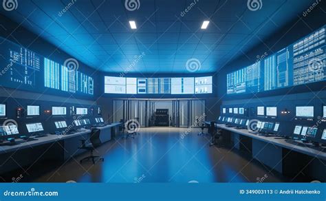 A Modern Water Distribution Control Room With Automated Systems Stock Illustration