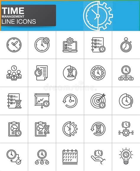 Time Management Line Icons Set Stock Vector Illustration Of Organization Pictogram 98228441