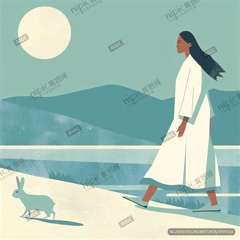 Ai创作图中秋人物插画 月光下的少女 女孩和兔子插画 坐月亮上插画 实体中秋节插画 扁平插画少女 满月照插画 女孩兔子插画 月色夜晚手绘插画 女孩看月亮装饰画 女孩看月亮 科普读物杂志插图配图