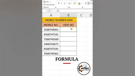 Hide Mobile Number🫣📱in Excel Shorts Excel Exceltricks Msexcel Antiquetechlearn Youtube