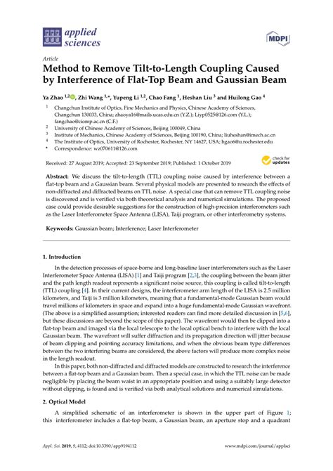 Pdf Method To Remove Tilt To Length Coupling Caused By Interference Of Flat Top Beam And