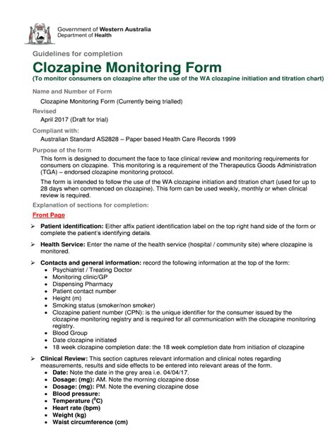 Fillable Online Clozapine Monitoring Form Fax Email Print Pdffiller