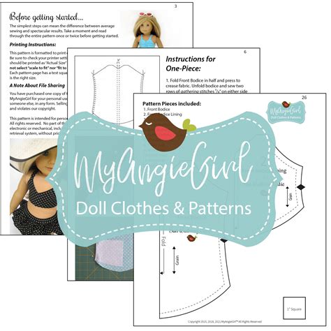 Sunbathing Cutie Swimsuit For 18 Inch Dolls By Myangiegirl Pdf Sewing