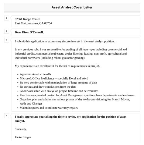 Asset Analyst Cover Letter Velvet Jobs