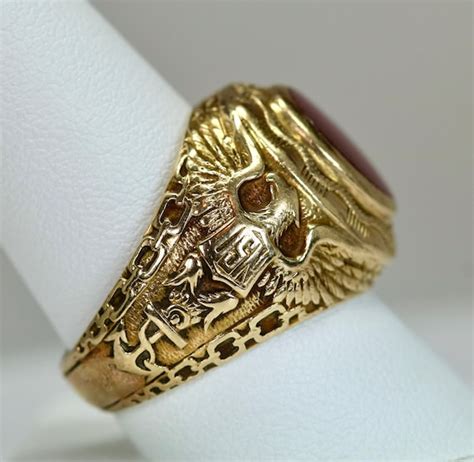 Vintage Mens Mans Usn Ring 10k Yellow Gold Ruby Unite Gem