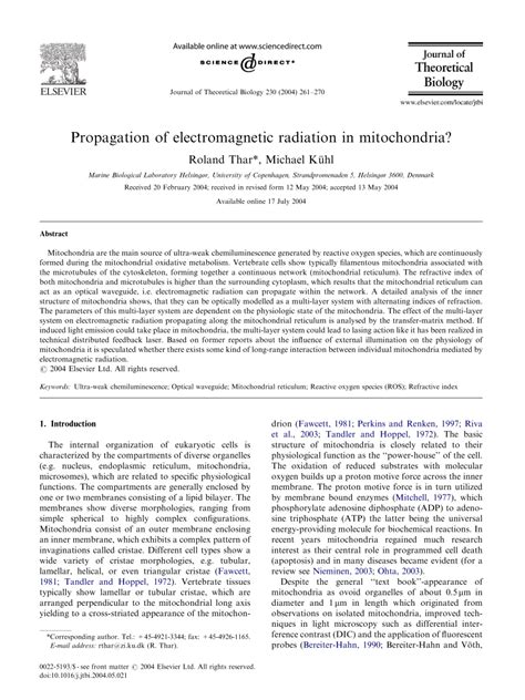 Pdf Propagation Of Electromagnetic Radiation In Mitochondria