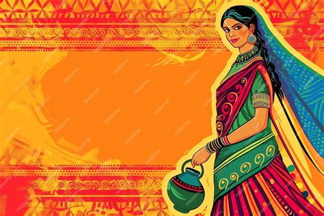 Premium Photo Indian Woman In A Colorful Saree Carrying A Water Pot