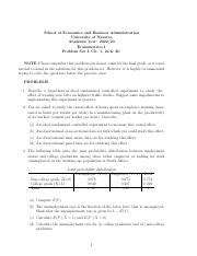 Understanding Causal Inference In Econometrics Problem Set I Course Hero