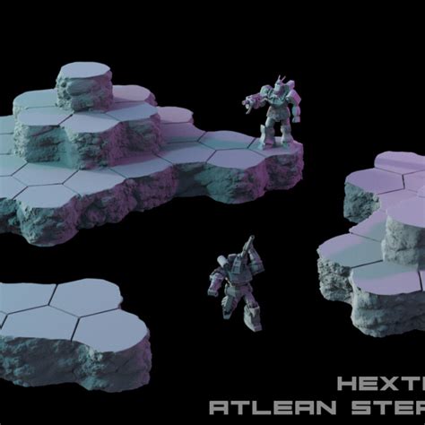 3d Printable Hextech Hex Hills Grasslands Map Pack Battletech Compatible Hex Terrain By