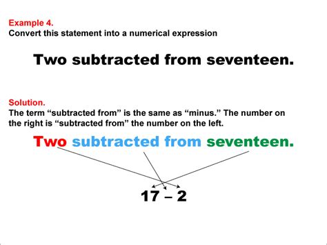 math example language of math numerical expressions subtraction example 5 media4math