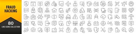 Premium Vector Fraud And Hacking Line Icons Collection Big Ui Icon Set In A Flat Design Thin
