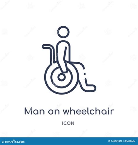 Linear Man On Wheelchair Icon From Behavior Outline Collection Thin