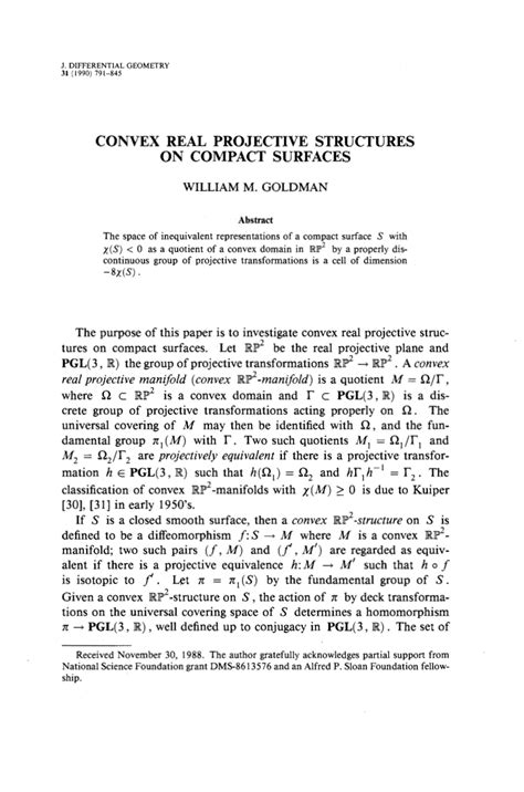 Pdf Convex Real Projective Structures On Compact Surfaces