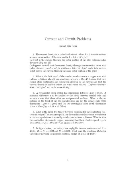 Current And Circuit Problems Pdf Capacitor Resistor