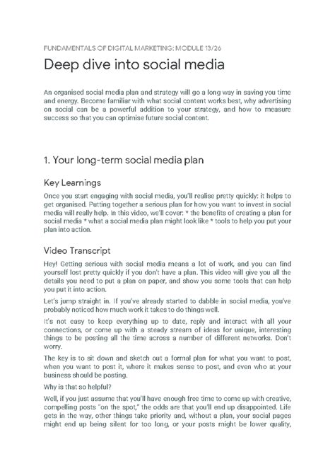 Deep Dive Into Social Media Fundamentals Of Digital Marketing Module 13 Deep Dive Into