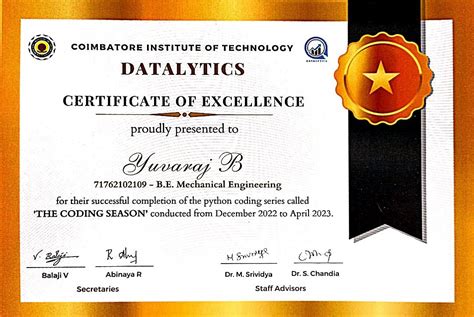 Yuvaraj B On Linkedin Python Certificateofexcellence Cit