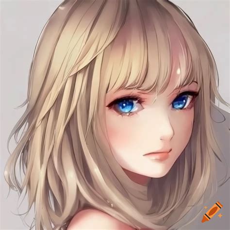 Anime Girl With Curly Blonde Hair And Blue Eyes