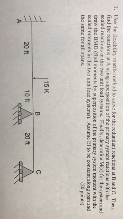 Solved 1 Use The Flexibility Matrix Method To Solve For The