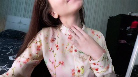 Down Silky Blouse Red Bra Cleavage Tease