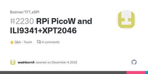Rpi Picow And Ili9341xpt2046 · Bodmer Tftespi · Discussion 2230 · Github