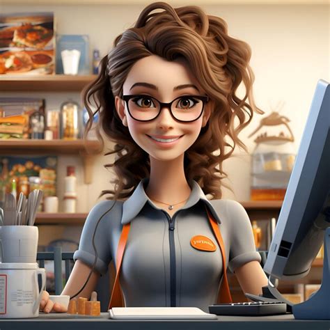 Premium Photo Beautiful Young Woman In Apron And Eyeglasses 3d Rendering