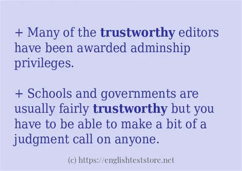 Trustworthy Example Sentences Englishteststore Blog