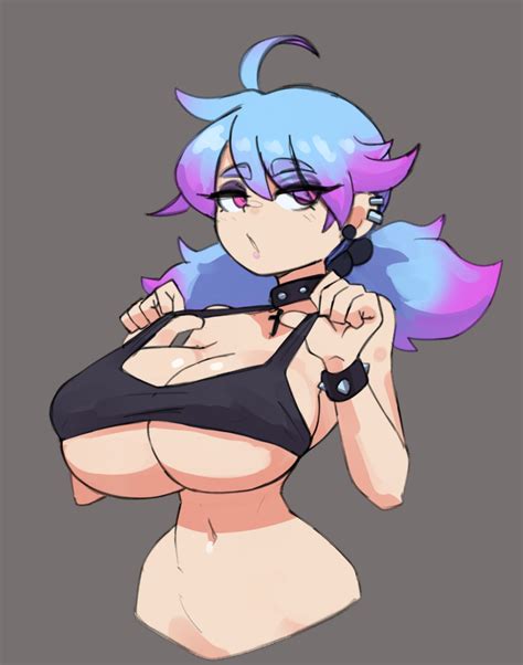 Rule 34 1girls Ahoge Big Breasts Blue Hair Breasts Collar Docecaedrus