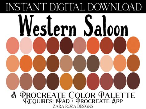 Western Saloon Procreate Color Palette Afbeelding Door Zararozadesigns · Creative Fabrica