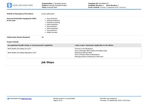 Roof Access Safe Work Method Statement Swms