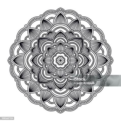 만다라입니다 동그라미 민족 장식입니다 손으로 그린 전통 인도 라운드 요소 영적인 명상 요가 헤나 테마 고유한 인쇄입니다 착 색에 대 한 템플릿입니다 0명에 대한 스톡 벡터