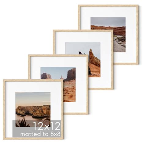 Wang Hao Ran Solid Oak Wood 12”x12” Picture Frames Matted To 8”x8” Set