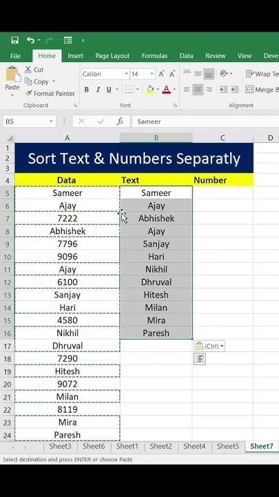 Sort Number And Text In Excel Shorts Shortvideo Excelshorts