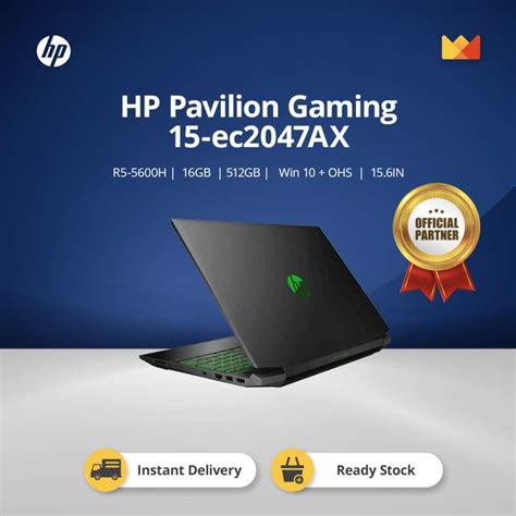 Jual Hp Pavilion Gaming 15 Ec2047ax R5 16gb 512gb Win10 Ohs 15 6 Green Di Seller Elit