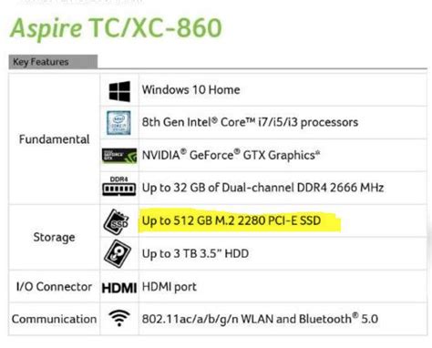 Does The Acer Aspire Tc 860s M 2 Ssd Slot Support M 2 Sata Ssd M 2 Nvme Ssd Or Both Acer