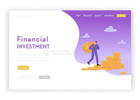 Financial Investment Strategy Landing Page Template Flat Businessman