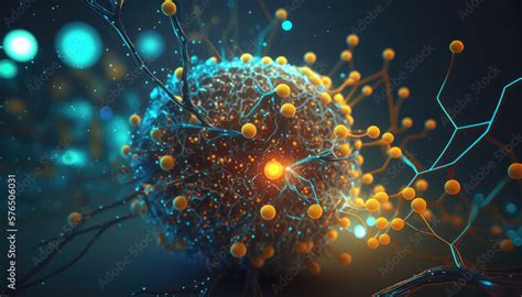 Glowing Neurons Firing And Wiring Together In A Neural Network Of Human Brain Abstract