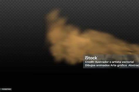 갈색 먼지와 모래의 구름과 날아 다니는 마른 모래와 흙의 입자 자동차에서 먼지가 많은 도로 또는 고속도로를 추적하십시오 어두운 연기의 클럽 투명한 배경에 사실적인 그림