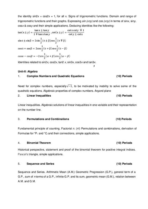 Cbse Class 11 Mathematics Syllabus 2024 Pdf Download Here