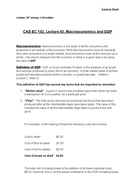 Cas Ec 102 These Are Lecture Notes For The Ec 102 Course Aashna Shah Lecture 24 Th January